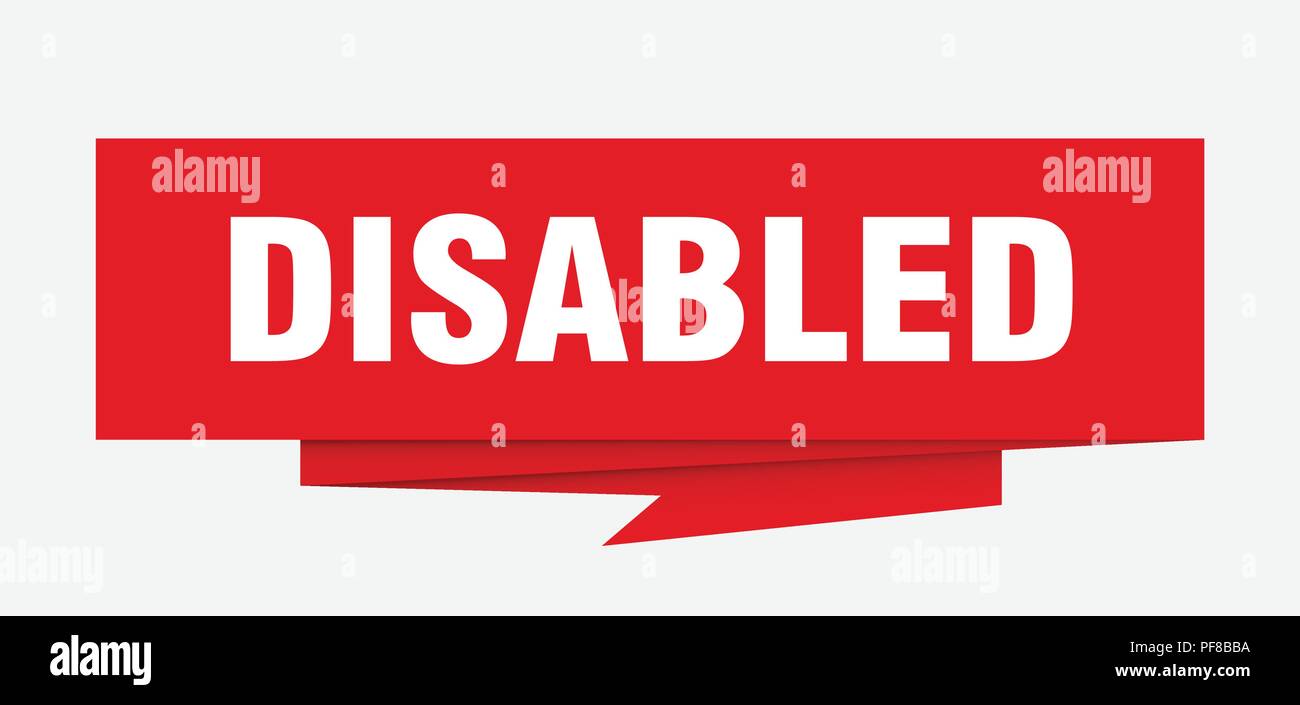 disabled sign. disabled paper origami speech bubble. disabled tag ...