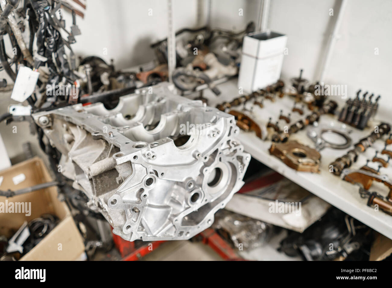 The internal combustion engine, disassembled, repair at car service ...
