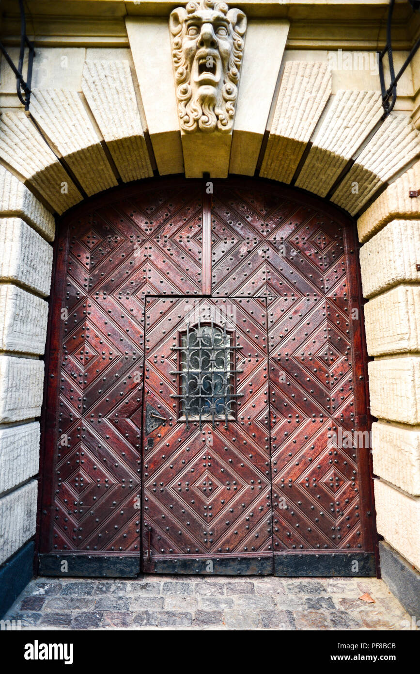 Old antique wooden door from a previous era Stock Photo - Alamy