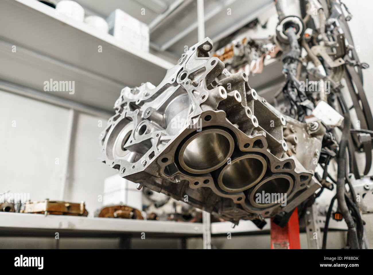 The internal combustion engine, disassembled, repair at car service ...