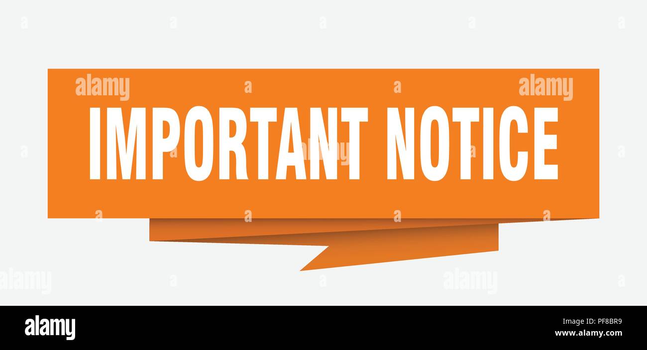 important notice sign. important notice paper origami speech bubble ...
