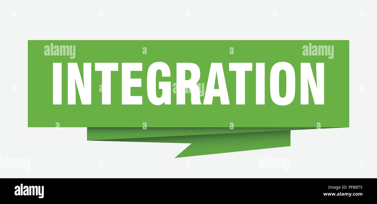 integration sign. integration paper origami speech bubble. integration ...