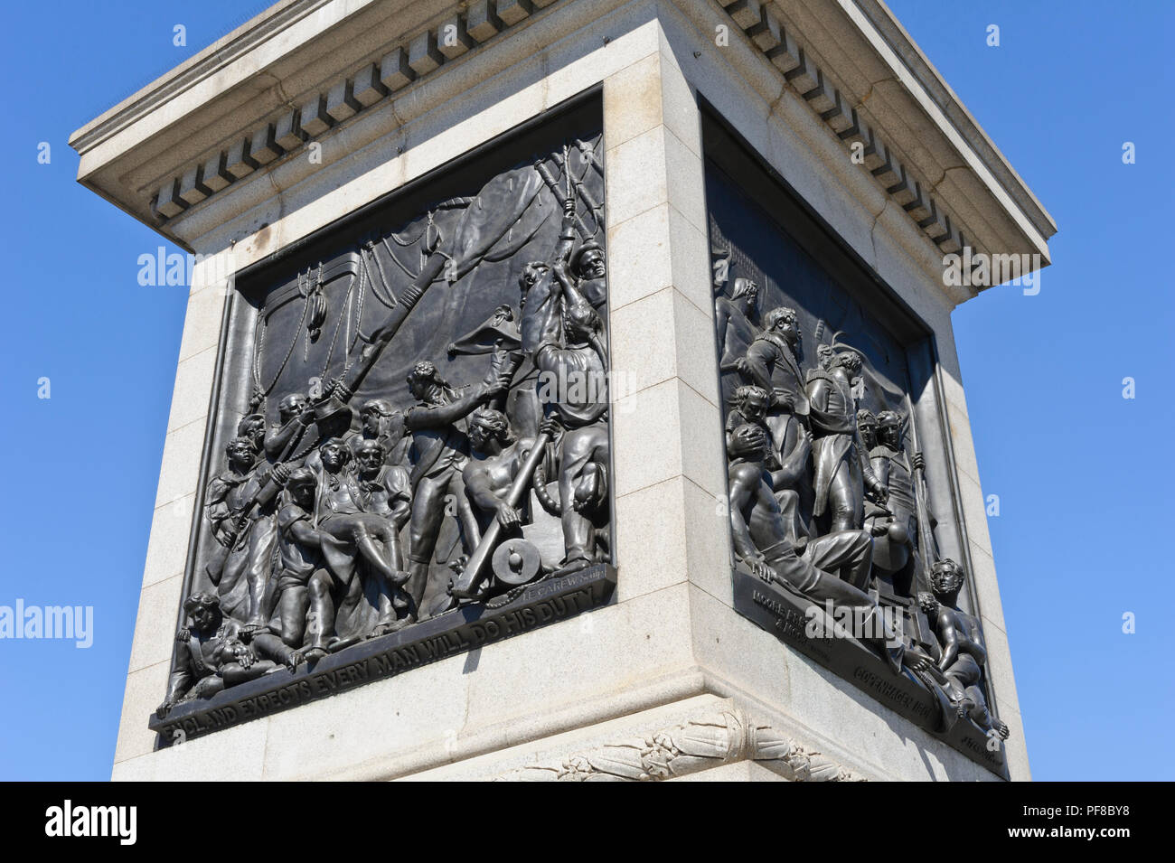 Bas reliefs at the base of Nelson's Column, Trafalgar Square, London ...