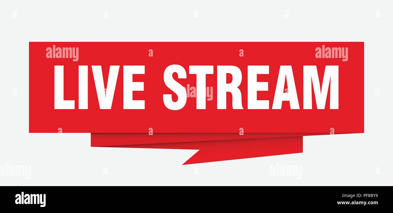 live stream sign. live stream paper origami speech bubble. live stream ...