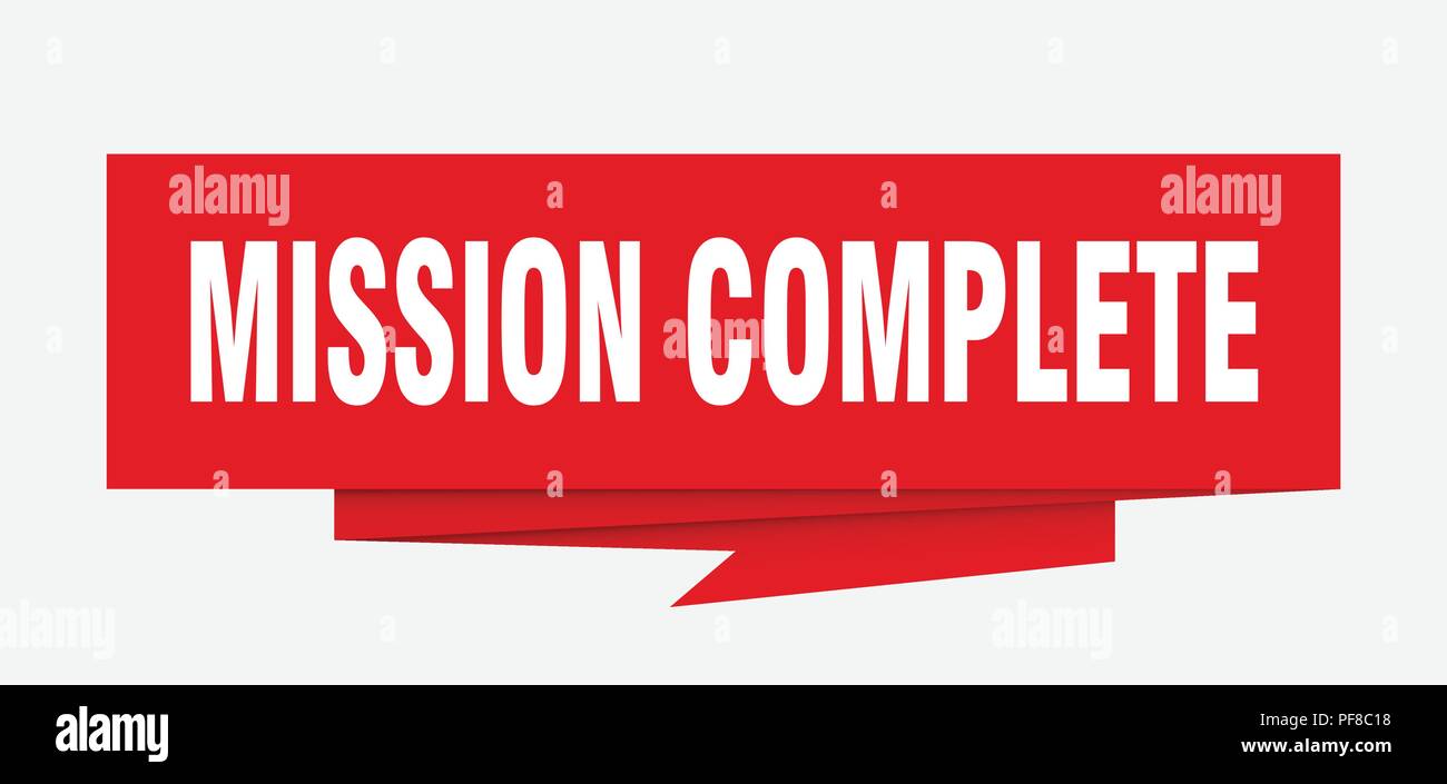 mission complete sign. mission complete paper origami speech bubble ...