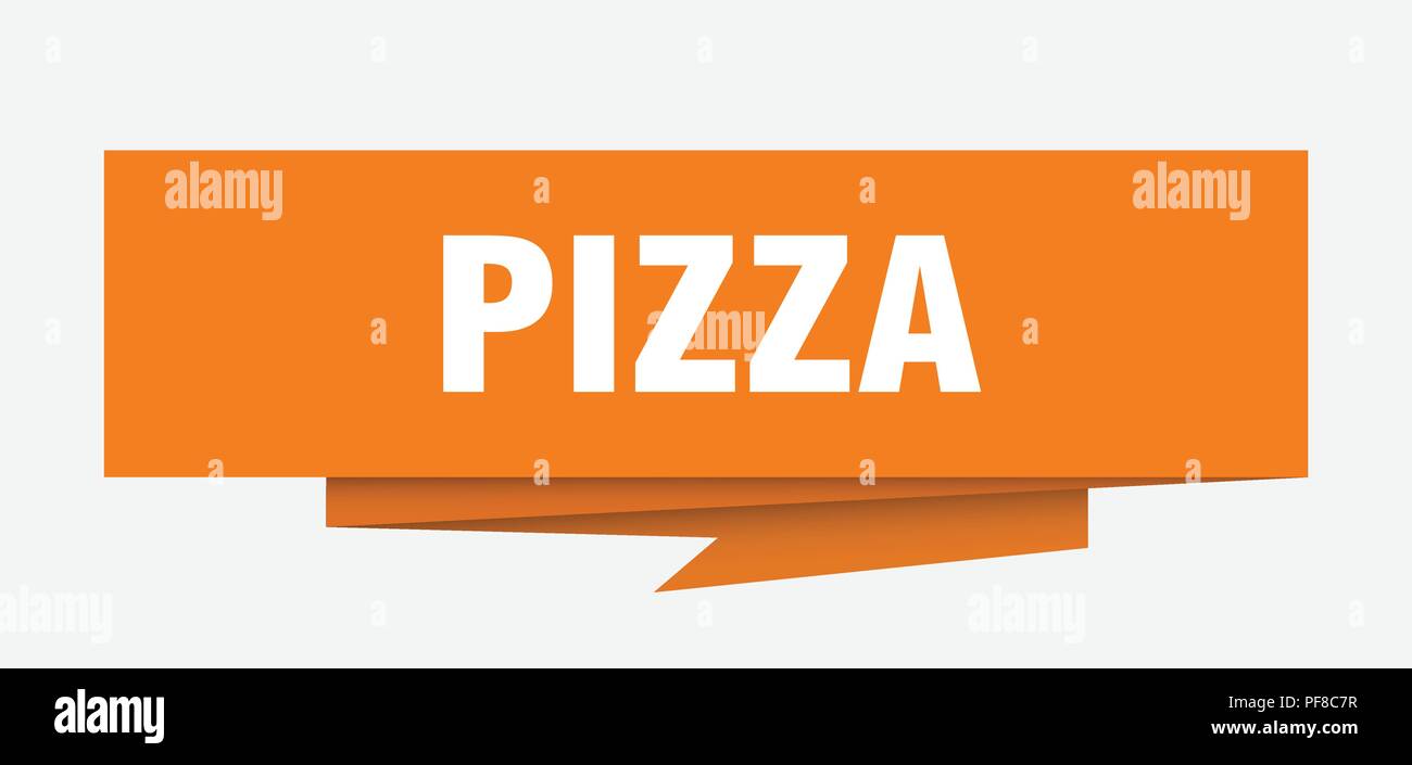 pizza sign. pizza paper origami speech bubble. pizza tag. pizza banner ...