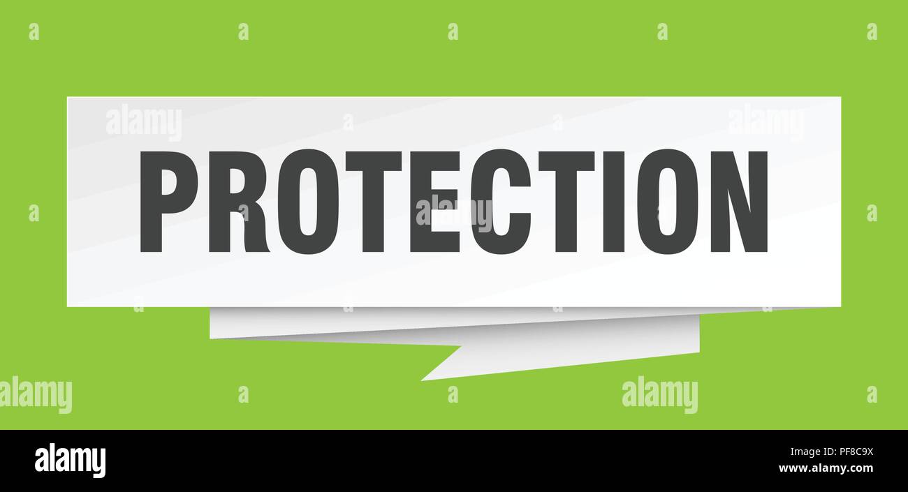 protection sign. protection paper origami speech bubble. protection tag ...