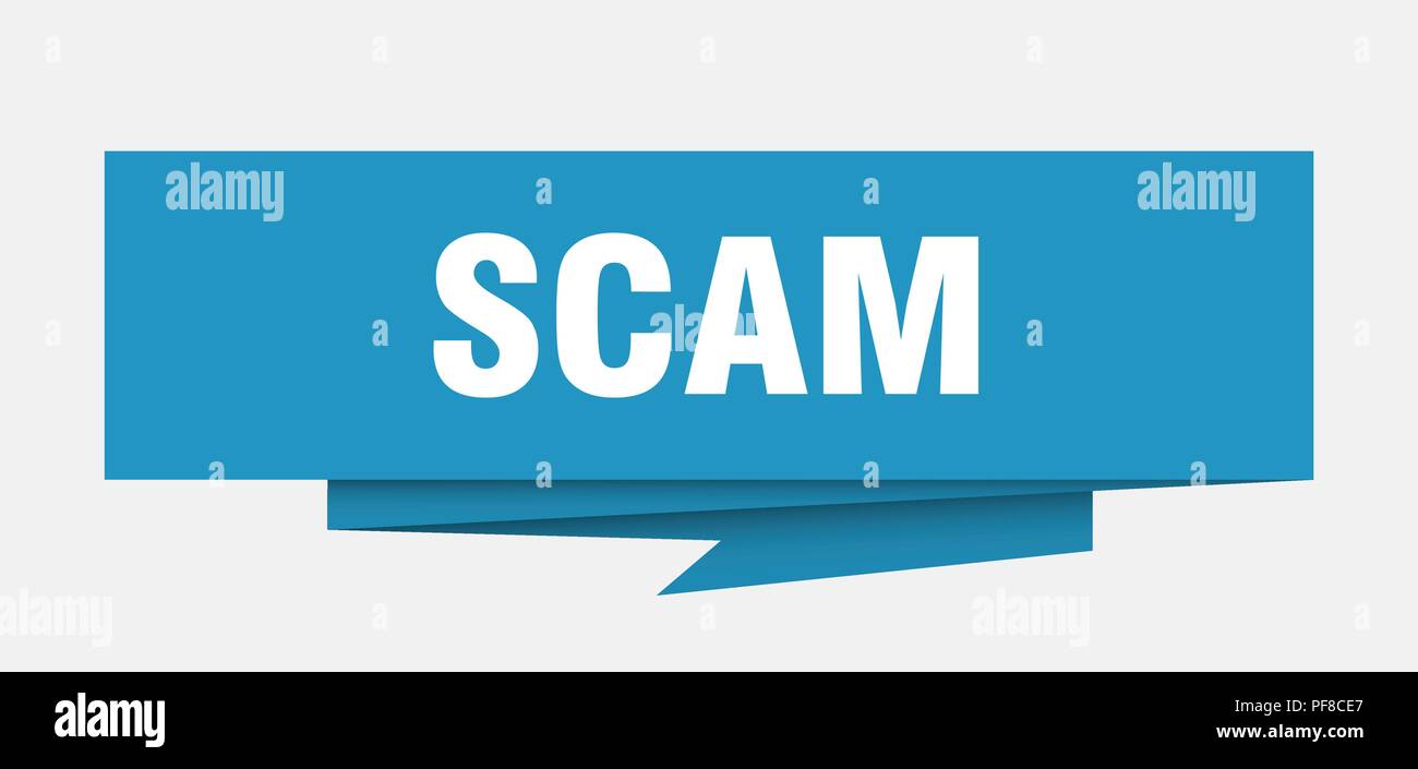 scam sign. scam paper origami speech bubble. scam tag. scam banner ...