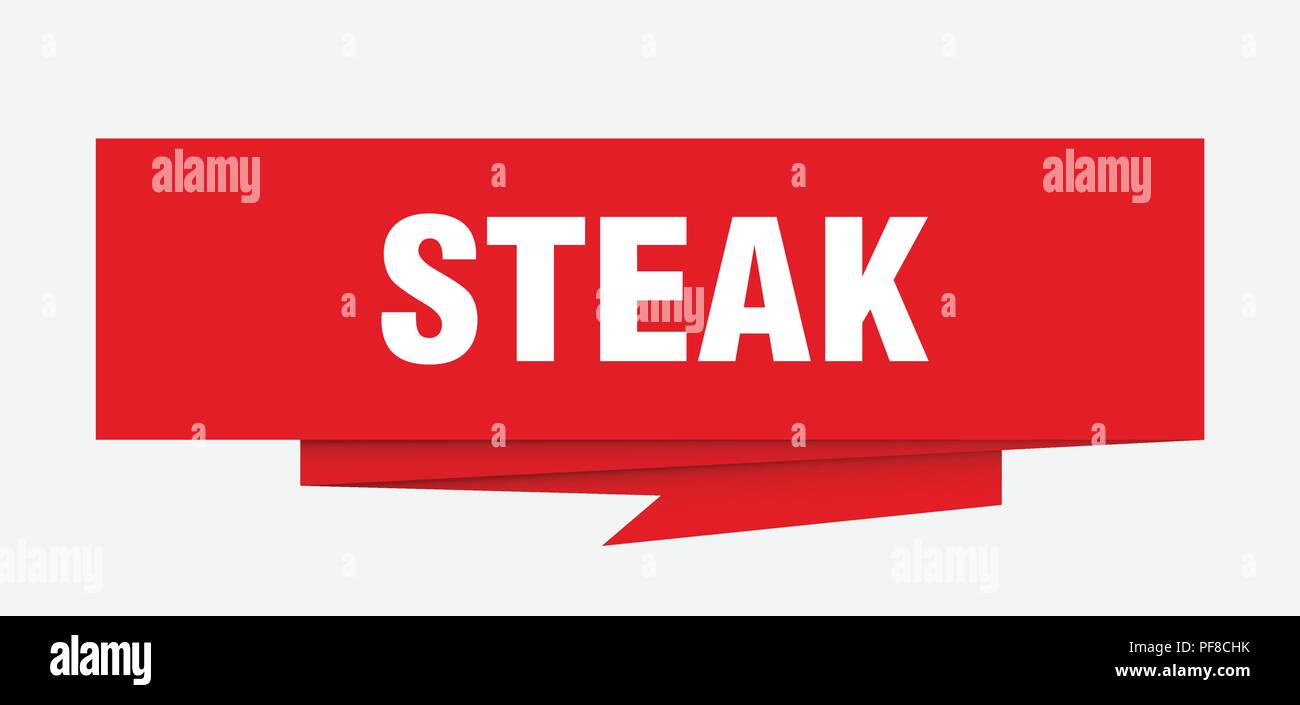 steak sign. steak paper origami speech bubble. steak tag. steak banner ...