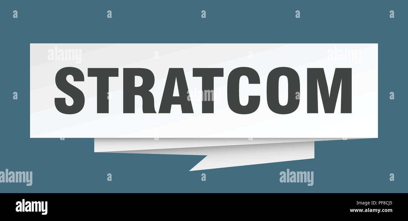 stratcom sign. stratcom paper origami speech bubble. stratcom tag ...
