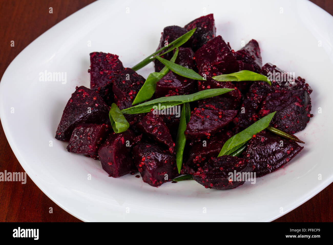 Beetroot salad with onion in the plate Stock Photo - Alamy