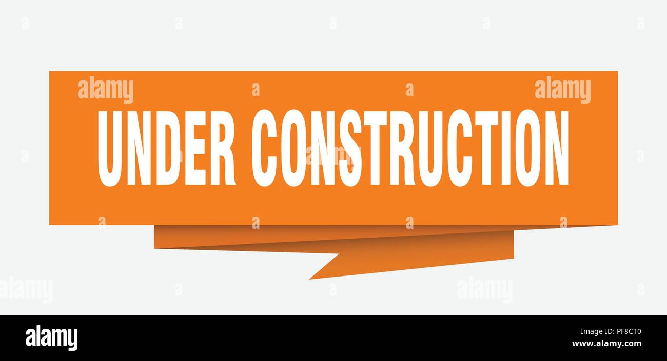 under construction sign. under construction paper origami speech bubble ...