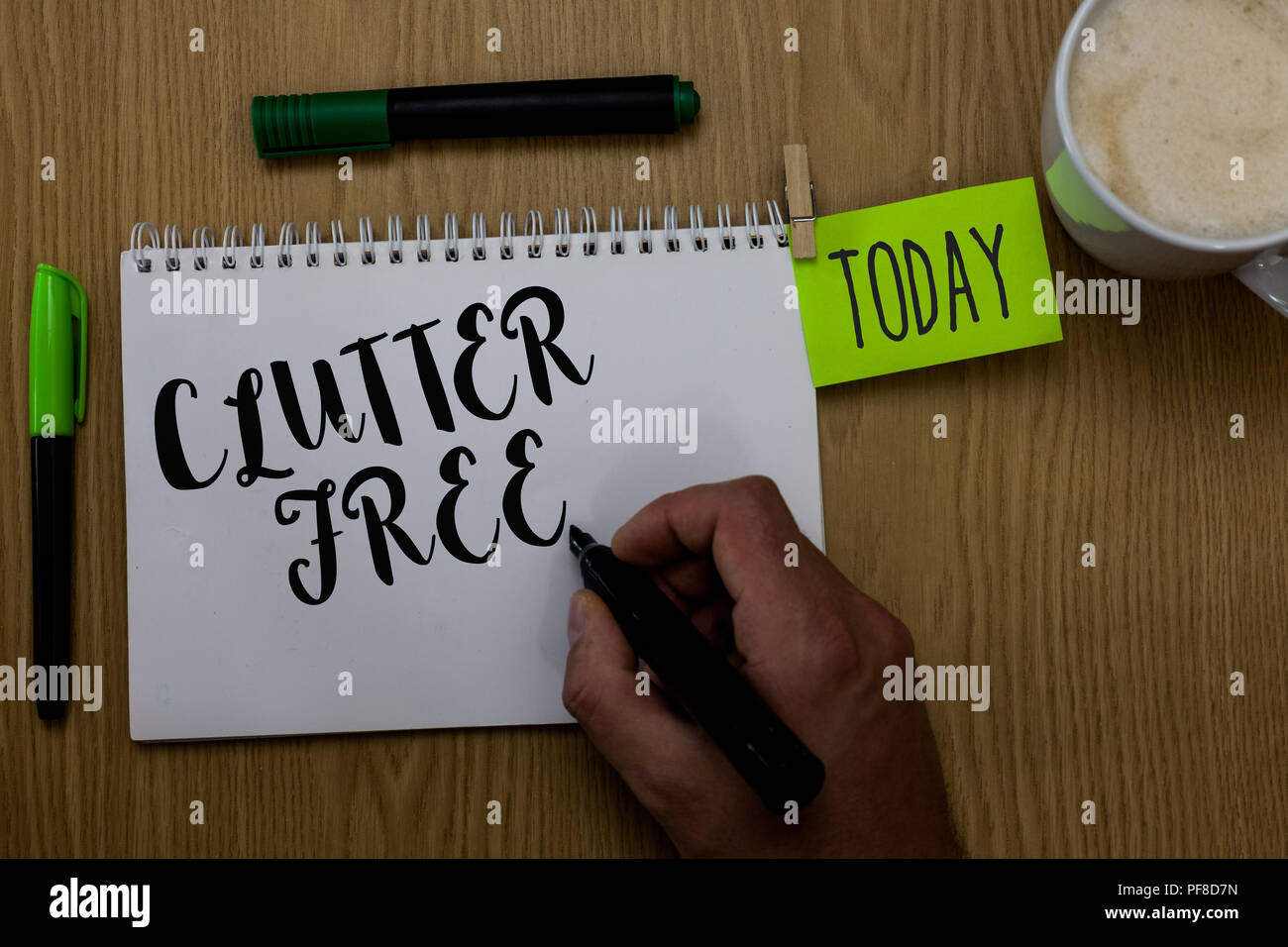Writing note showing Clutter Free. Business photo showcasing Well ...