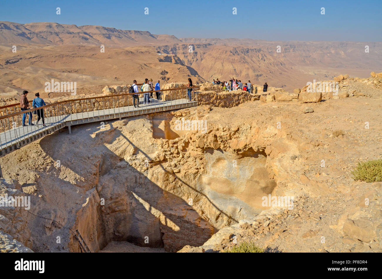 Israel, Masada, The fortifications and walls around the Metzada ...
