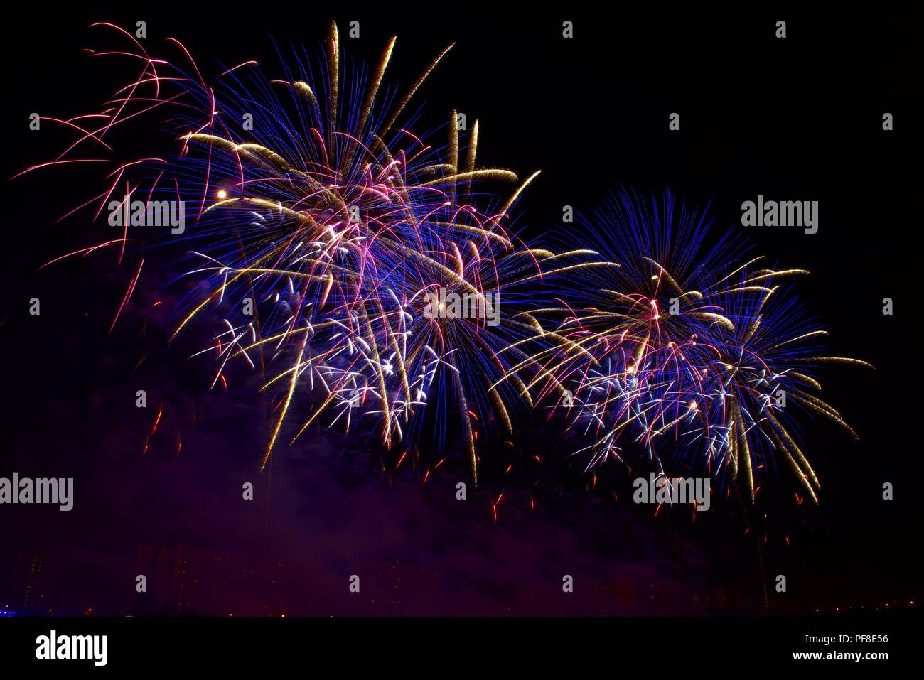 A shot of fireworks from Rostec pyroshow 2018 Stock Photo - Alamy