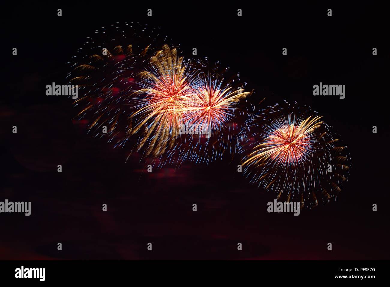 A shot of fireworks from Rostec pyroshow 2018 Stock Photo - Alamy