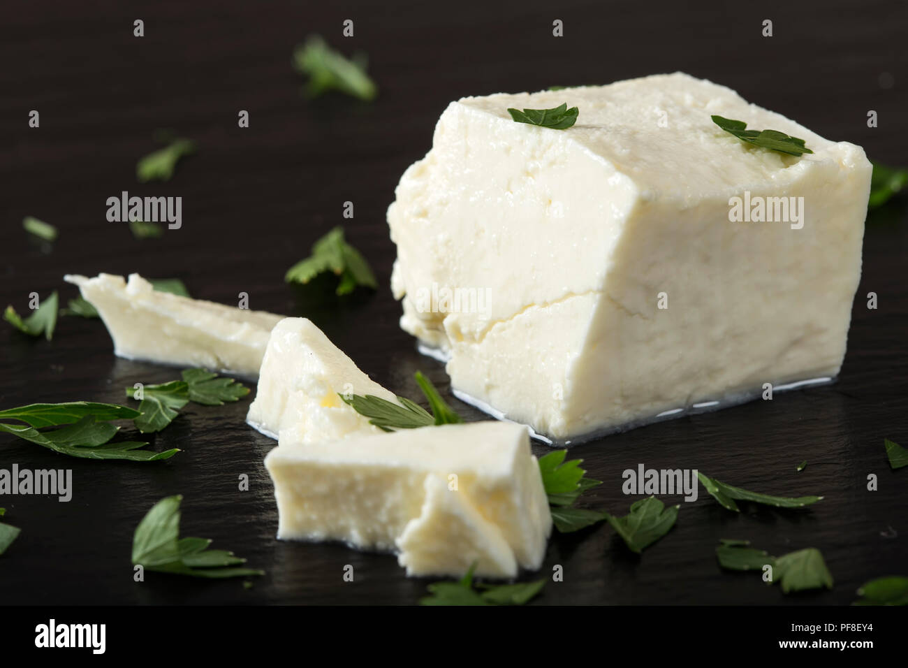 Telemea cheese - Romania traditional food - close up view Stock Photo ...