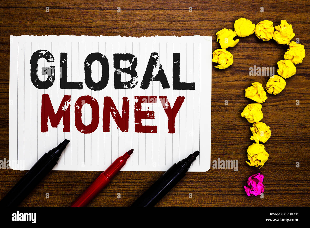 Handwriting text writing Global Money. Concept meaning International ...