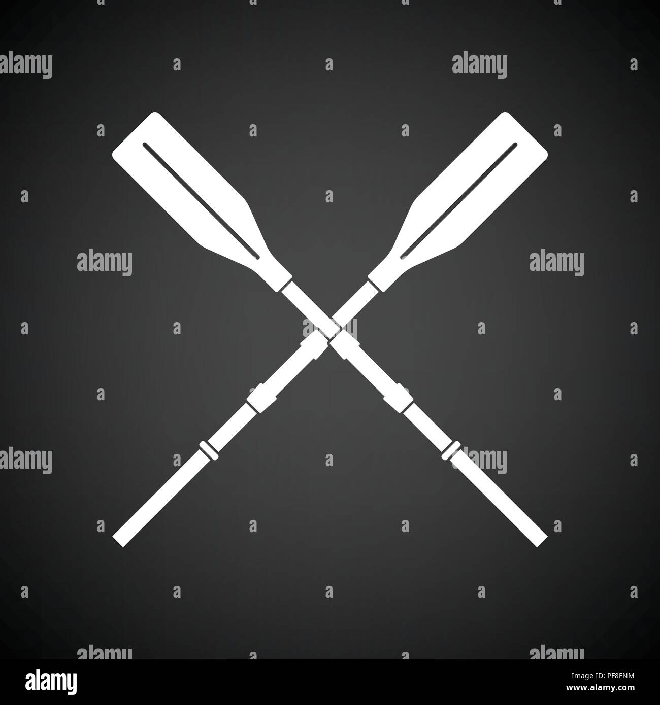 Icon of boat oars. Black background with white. Vector illustration ...