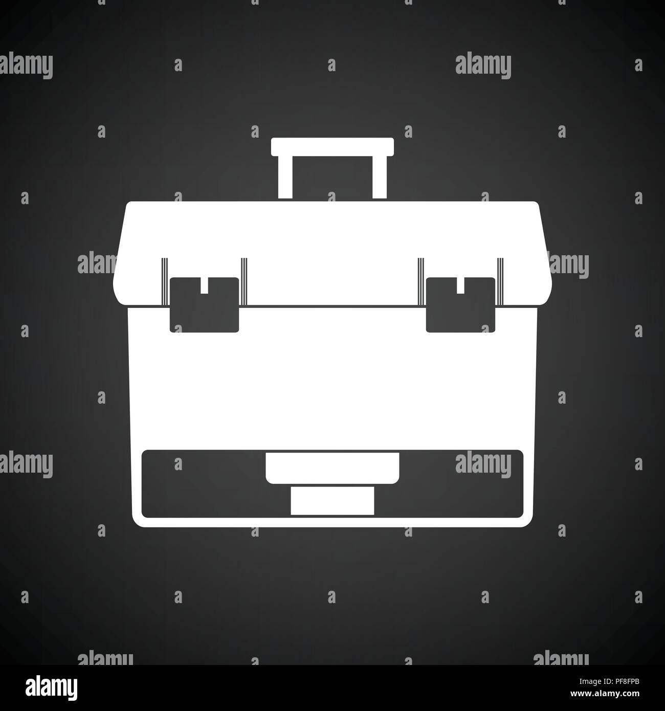 Icon of Fishing opened box. Black background with white. Vector ...