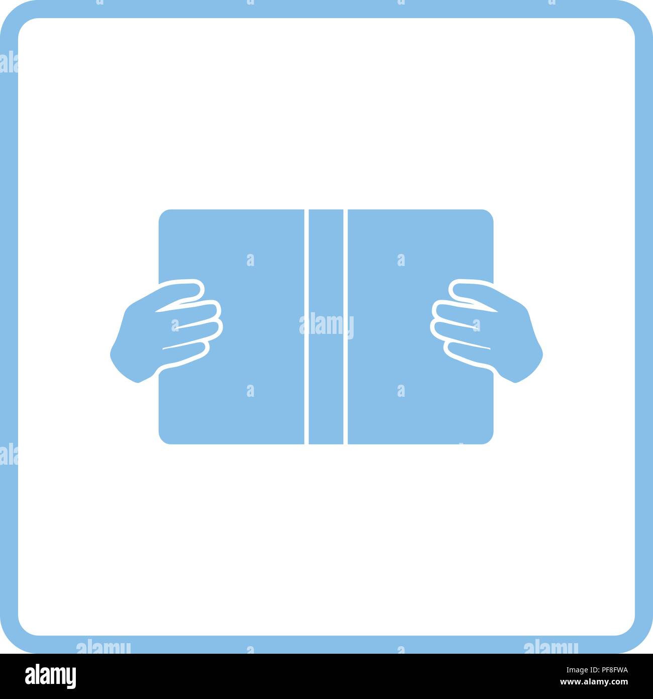 Boy reading book icon. Blue frame design. Vector illustration Stock ...