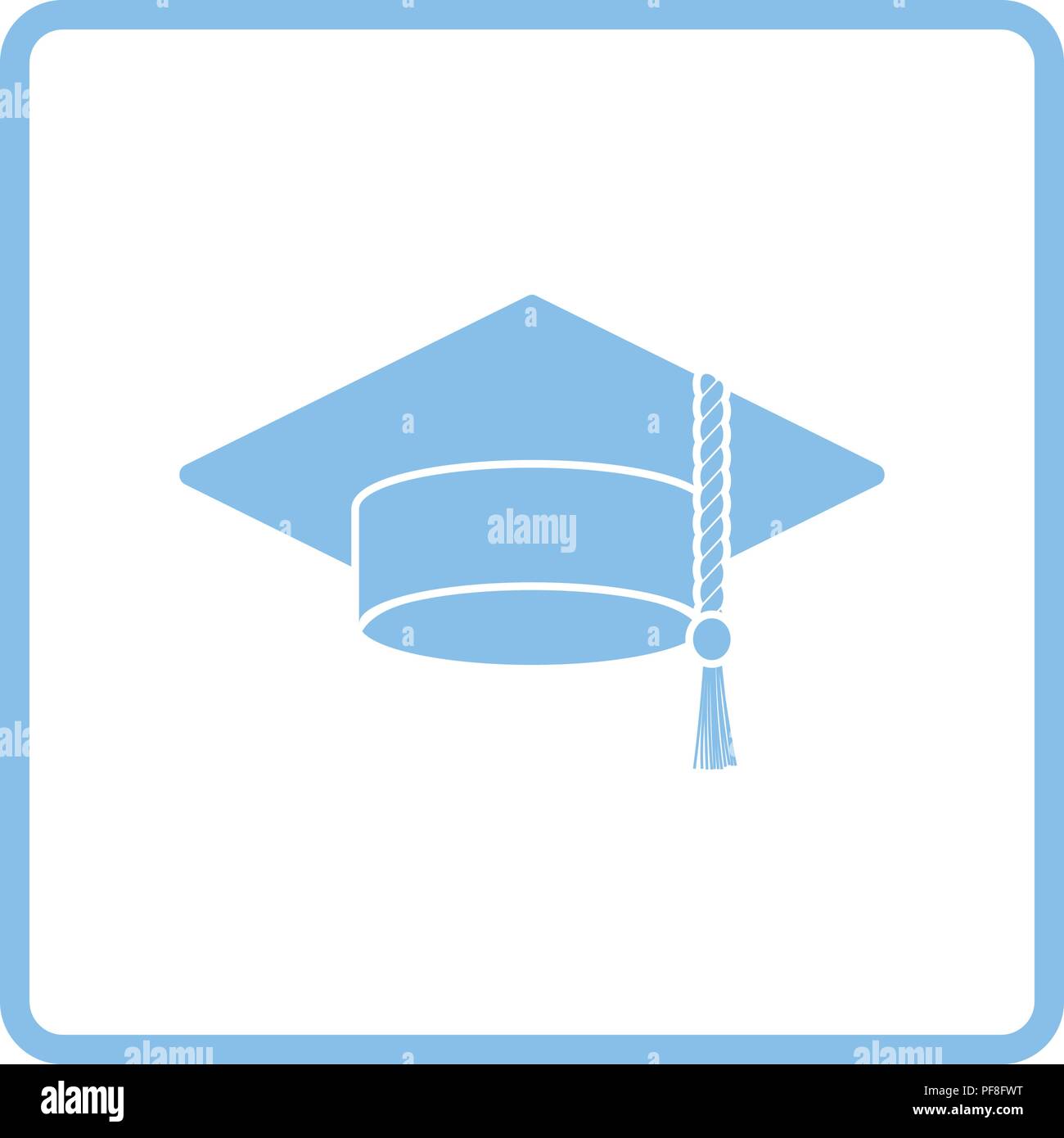 Graduation cap icon. Blue frame design. Vector illustration Stock ...