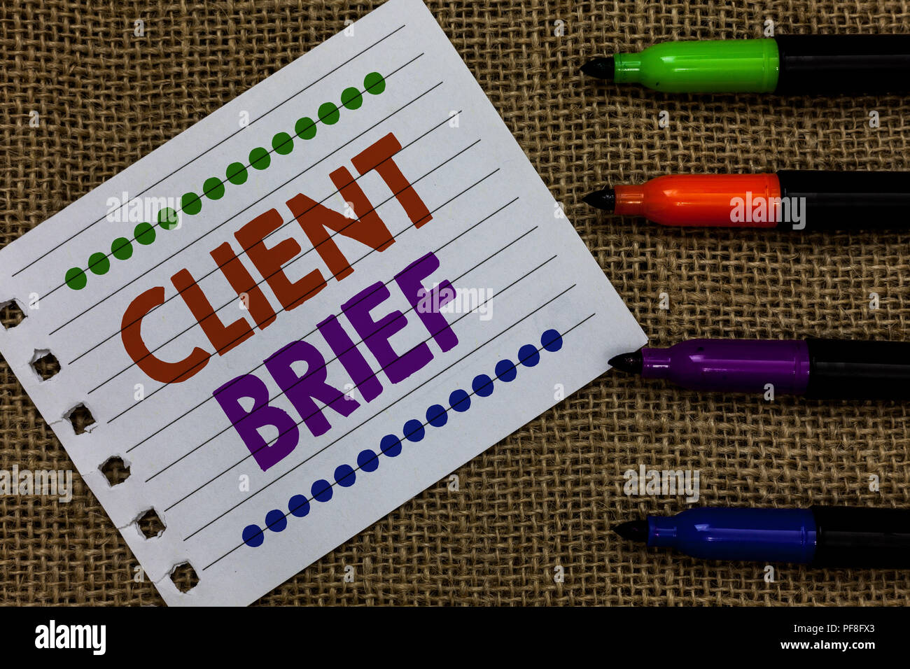 Handwriting text writing Client Brief. Concept meaning A documents ...