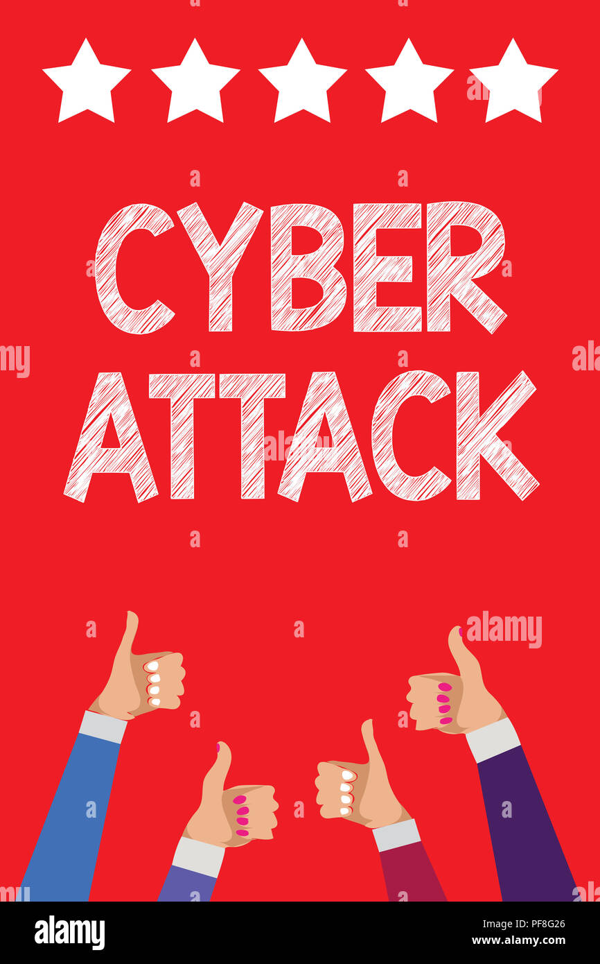 Handwriting text writing Cyber Attack. Concept meaning An attempt by ...