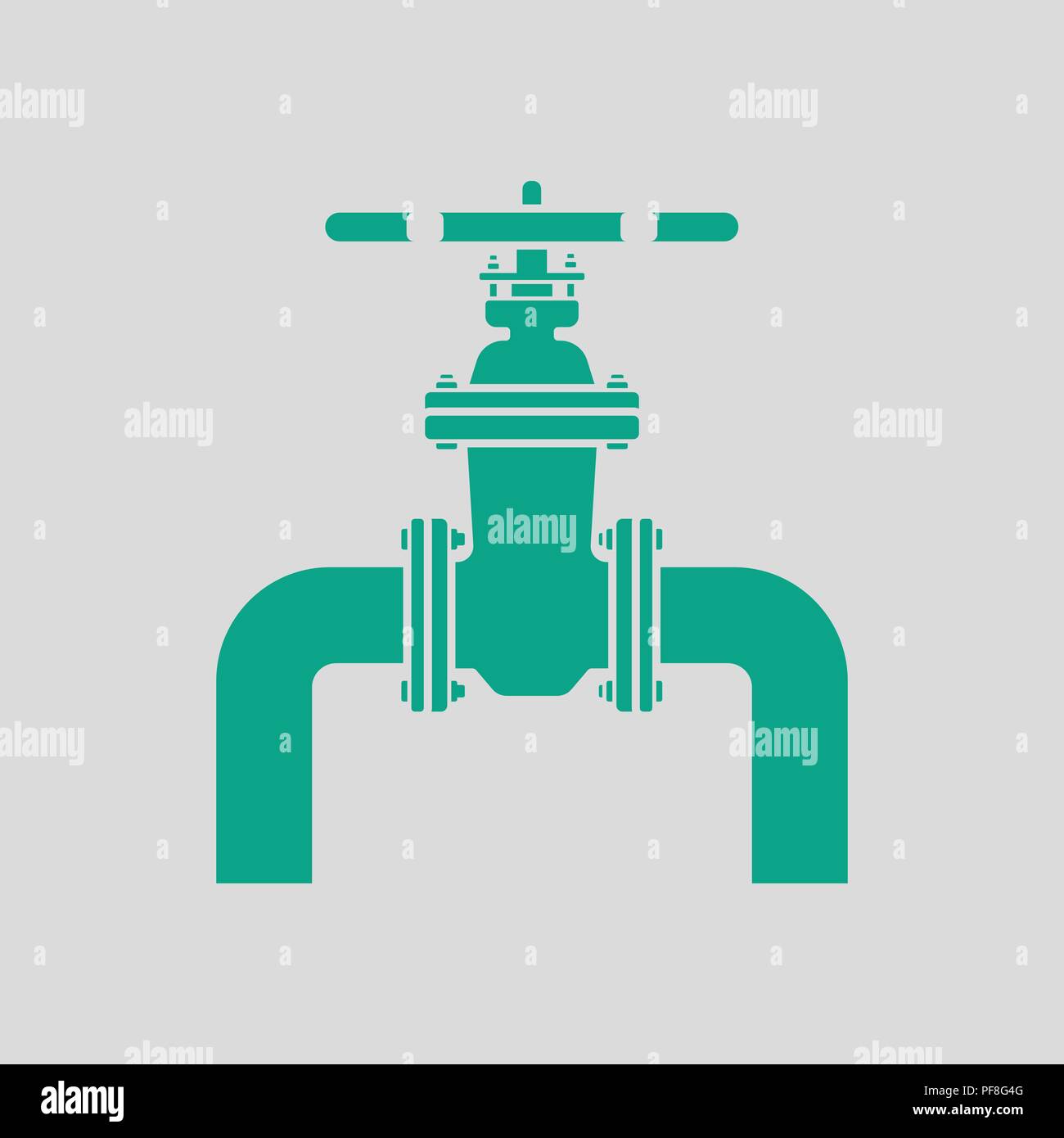 Icon of Pipe with valve. Gray background with green. Vector ...