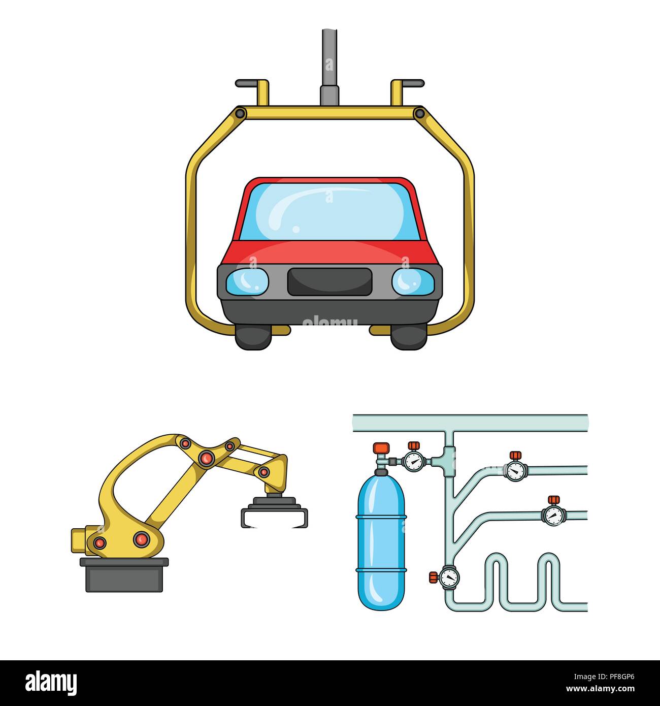 Equipment and machine cartoon icons in set collection for design ...