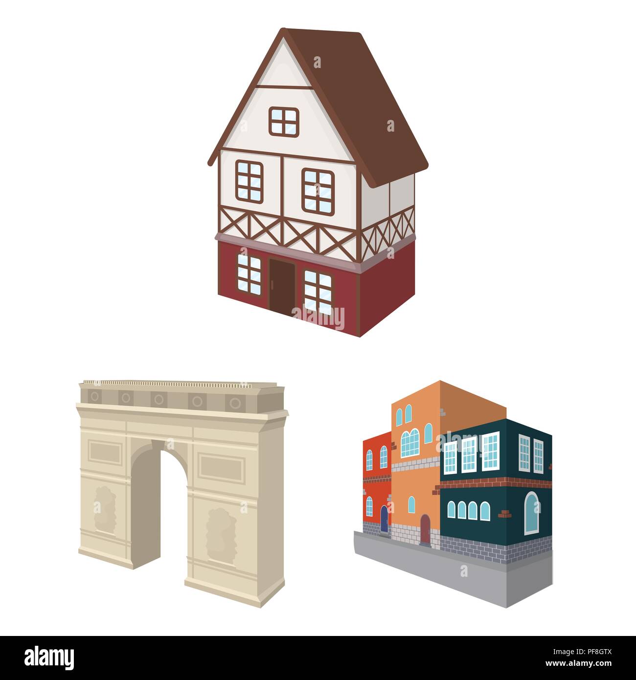 Building and architecture cartoon icons in set collection for design ...