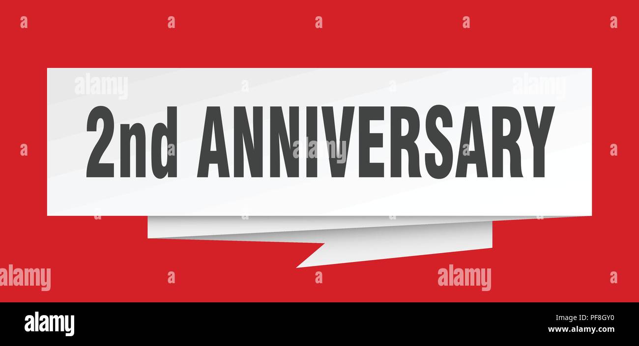 2nd anniversary sign. 2nd anniversary paper origami speech bubble. 2nd ...
