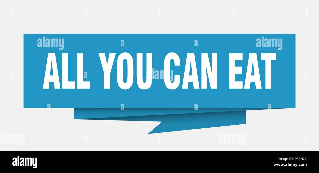 all you can eat sign. all you can eat paper origami speech bubble. all ...