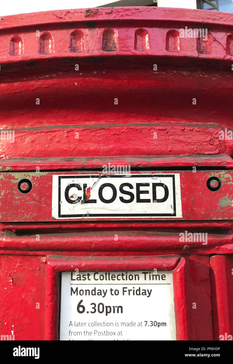 Royal mail letter box which has been closed hi-res stock photography ...