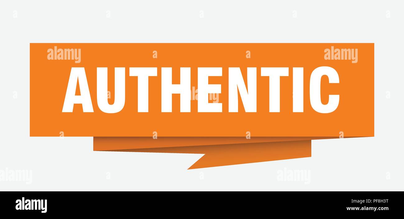authentic sign. authentic paper origami speech bubble. authentic tag ...