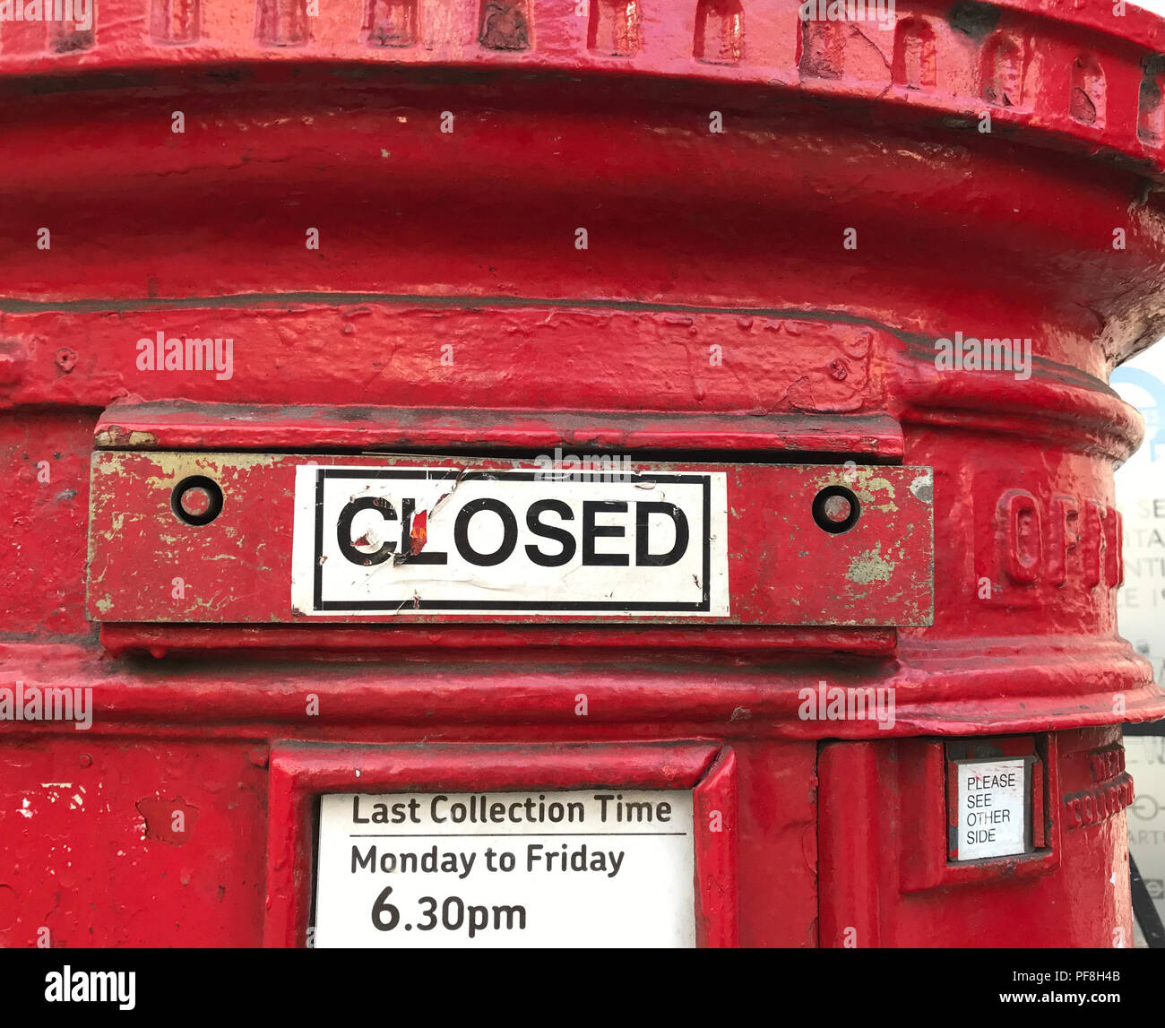 Royal mail letter box which has been closed hi-res stock photography ...