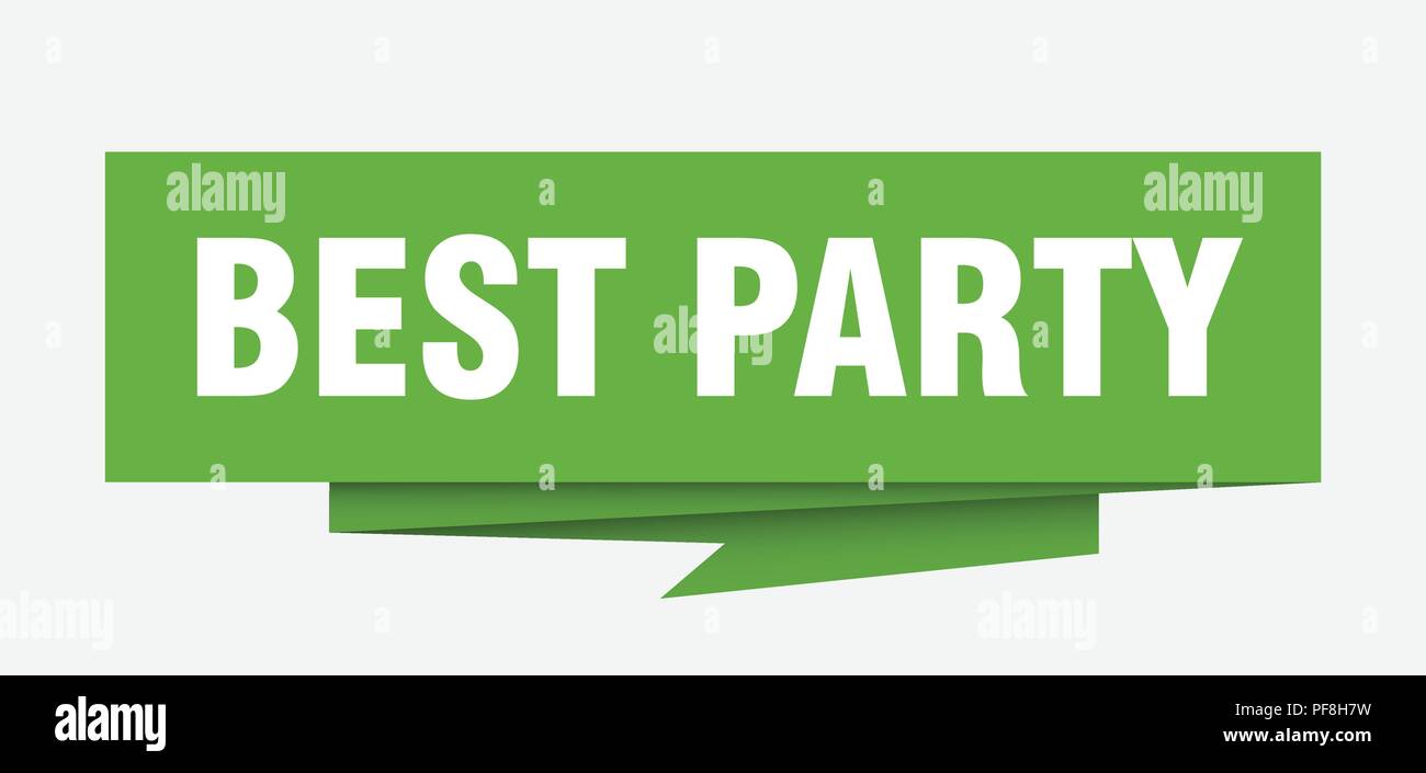 best party sign. best party paper origami speech bubble. best party tag ...