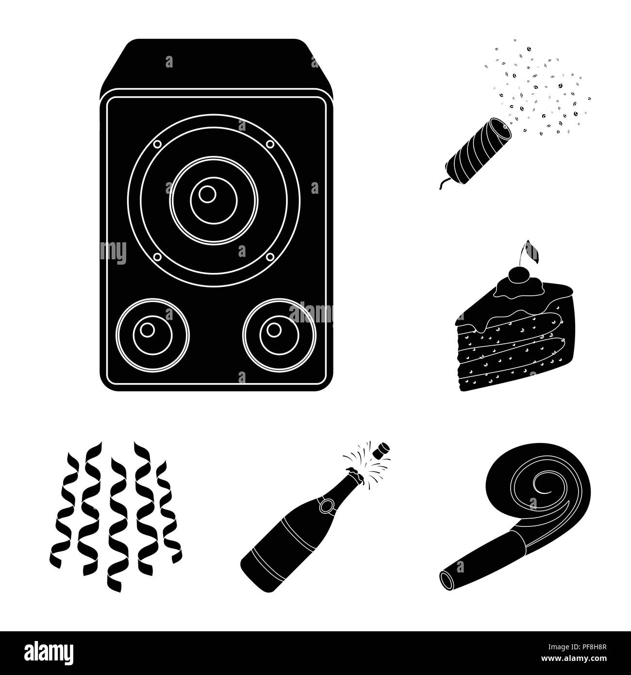 Party, entertainment black icons in set collection for design ...