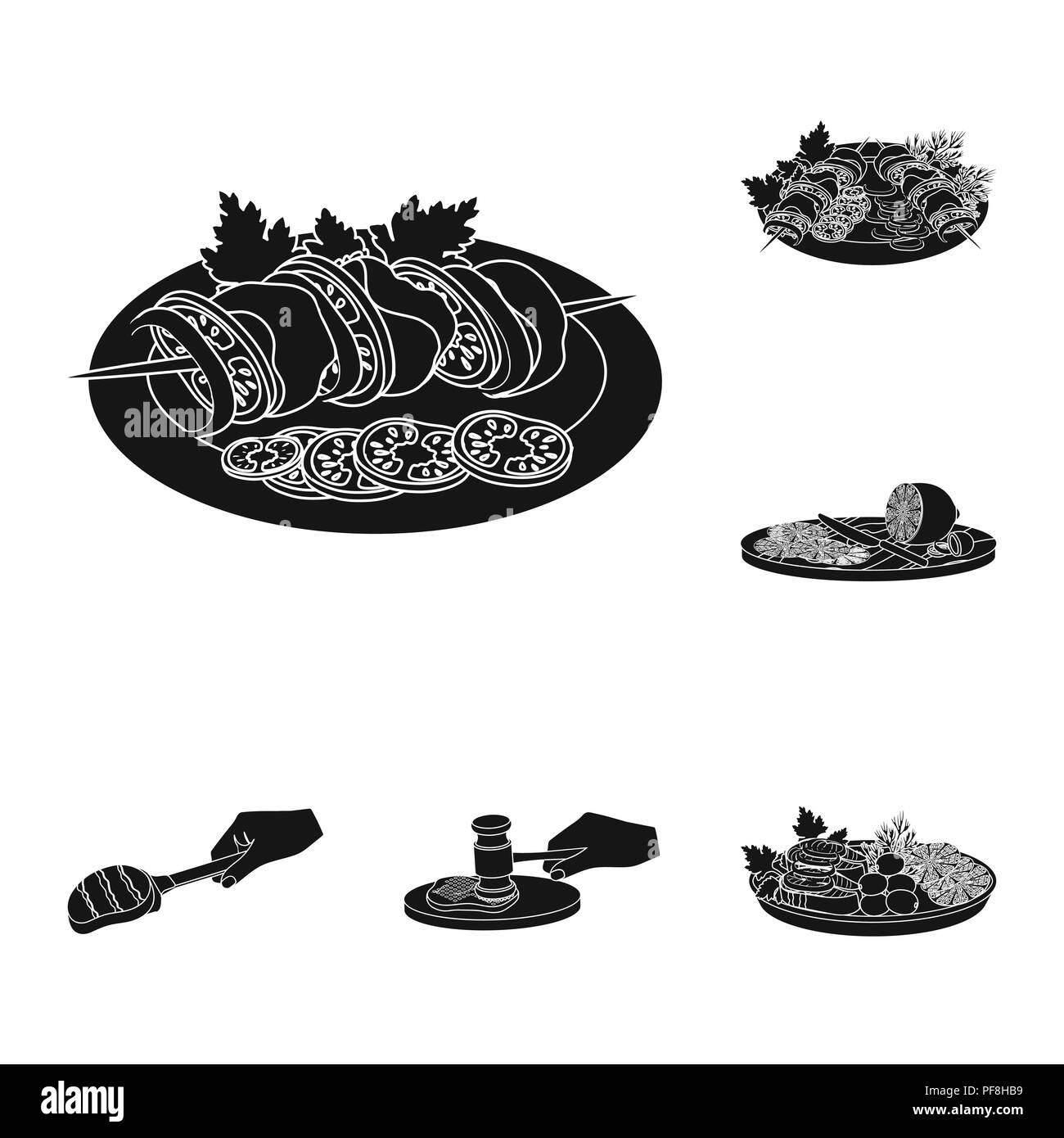 Cooking food black icons in set collection for design. Kitchen ...