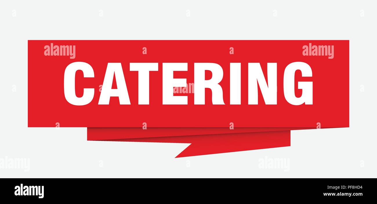 catering sign. catering paper origami speech bubble. catering tag ...