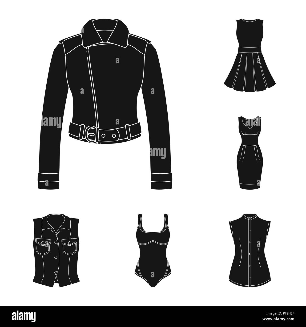 Women Clothing black icons in set collection for design.Clothing ...