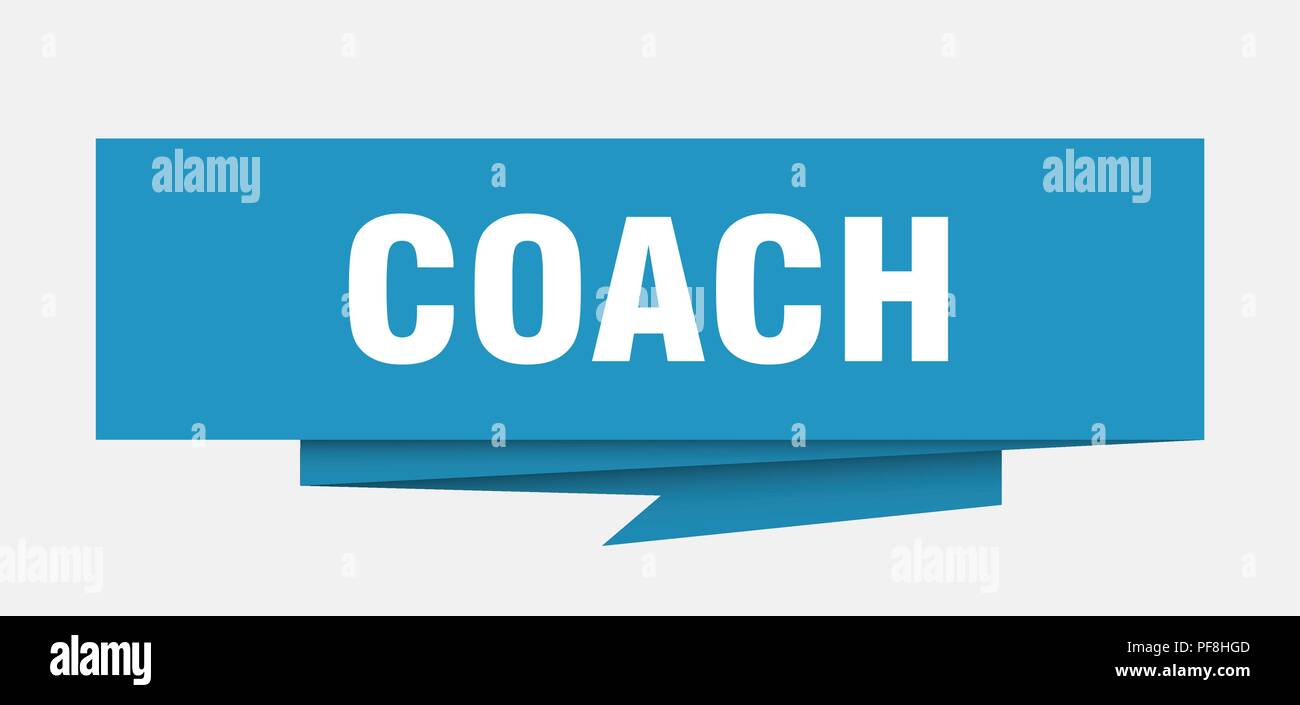 coach sign. coach paper origami speech bubble. coach tag. coach banner ...