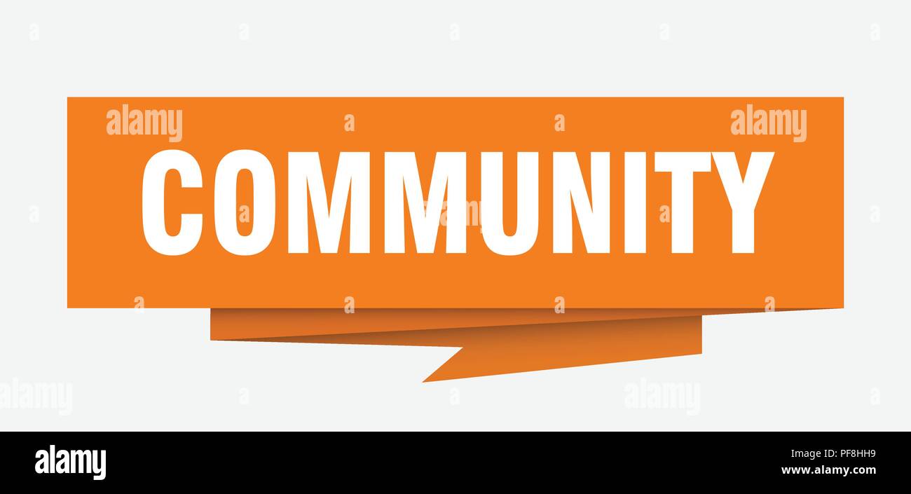 community sign. community paper origami speech bubble. community tag ...