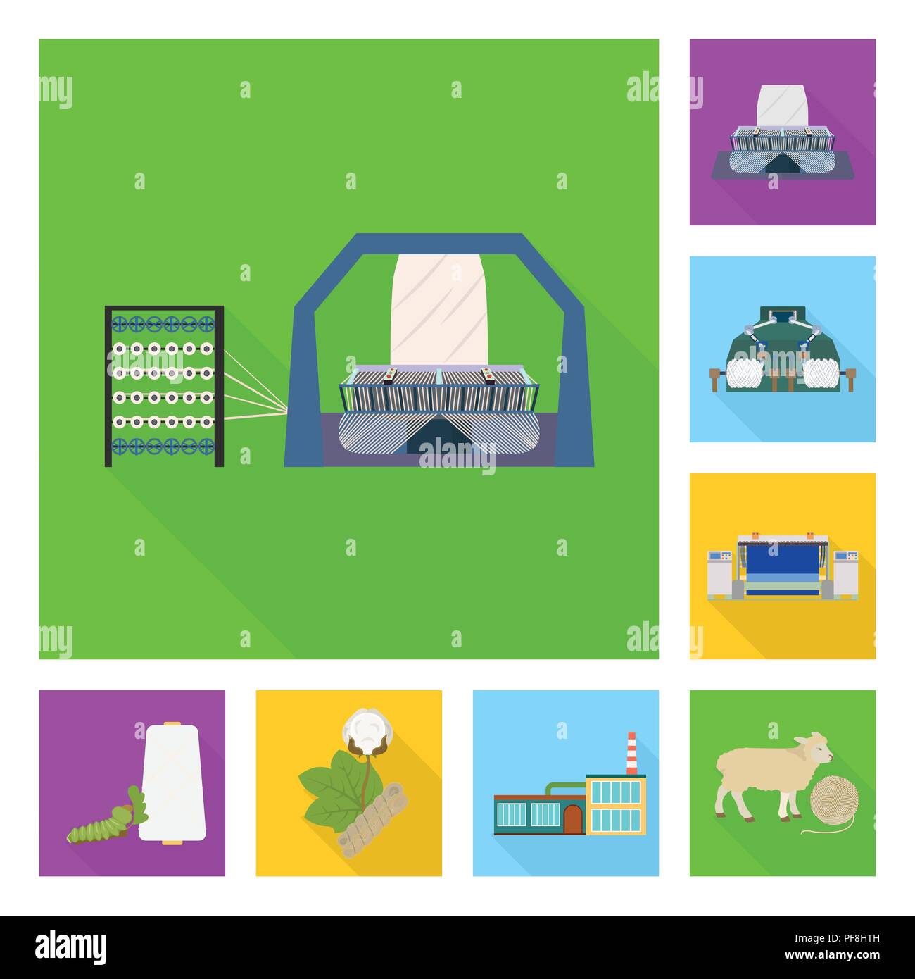 Textile industry flat icons in set collection for design.Textile ...
