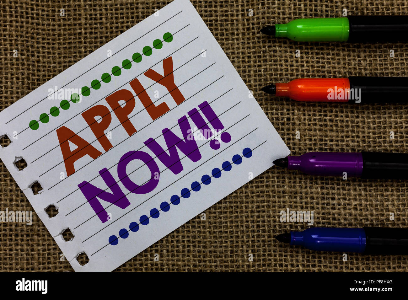 Handwriting text writing Apply Now. Concept meaning Make a formal ...