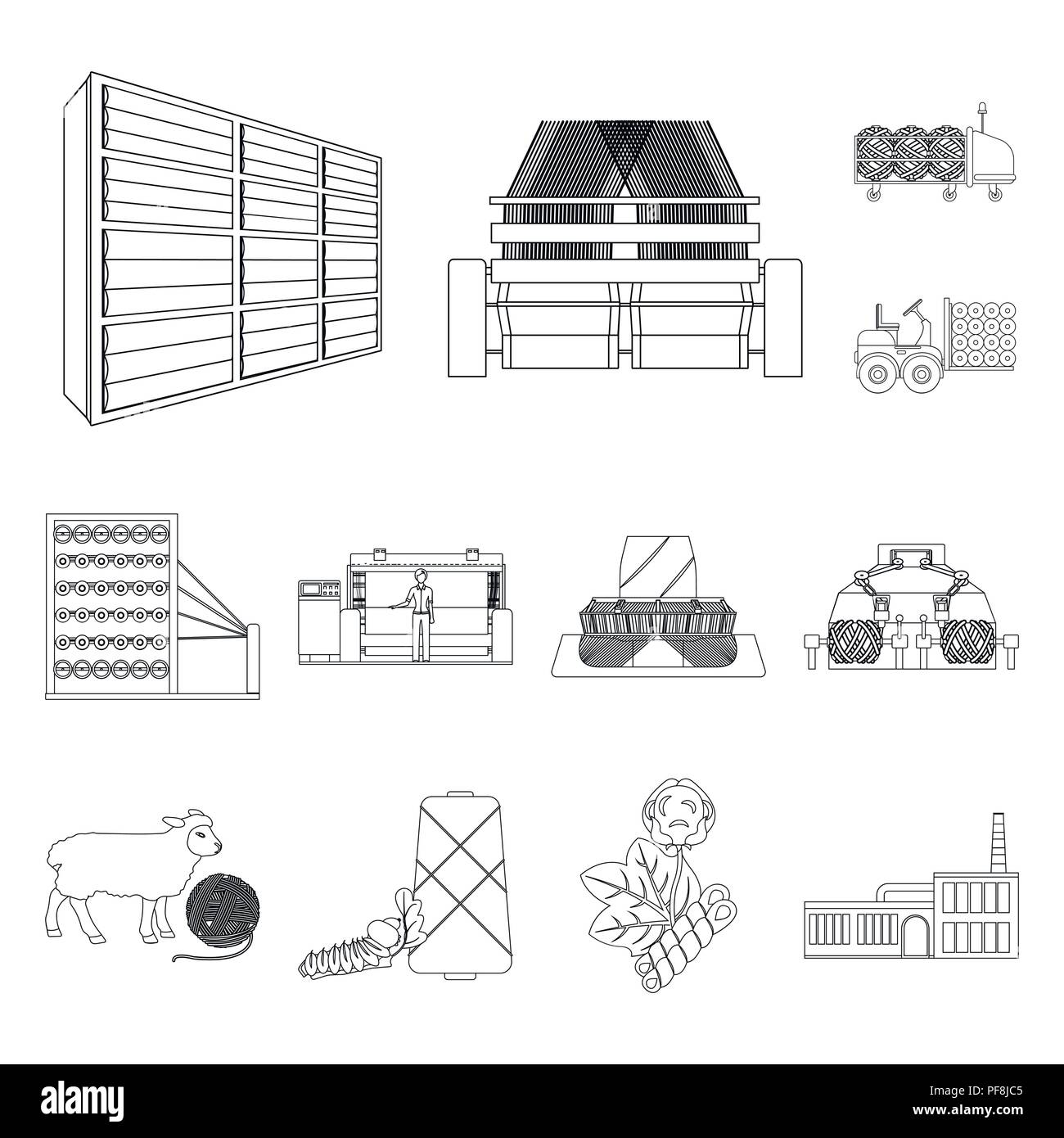 Textile Industry Outline Icons In Set Collection For Design Textile