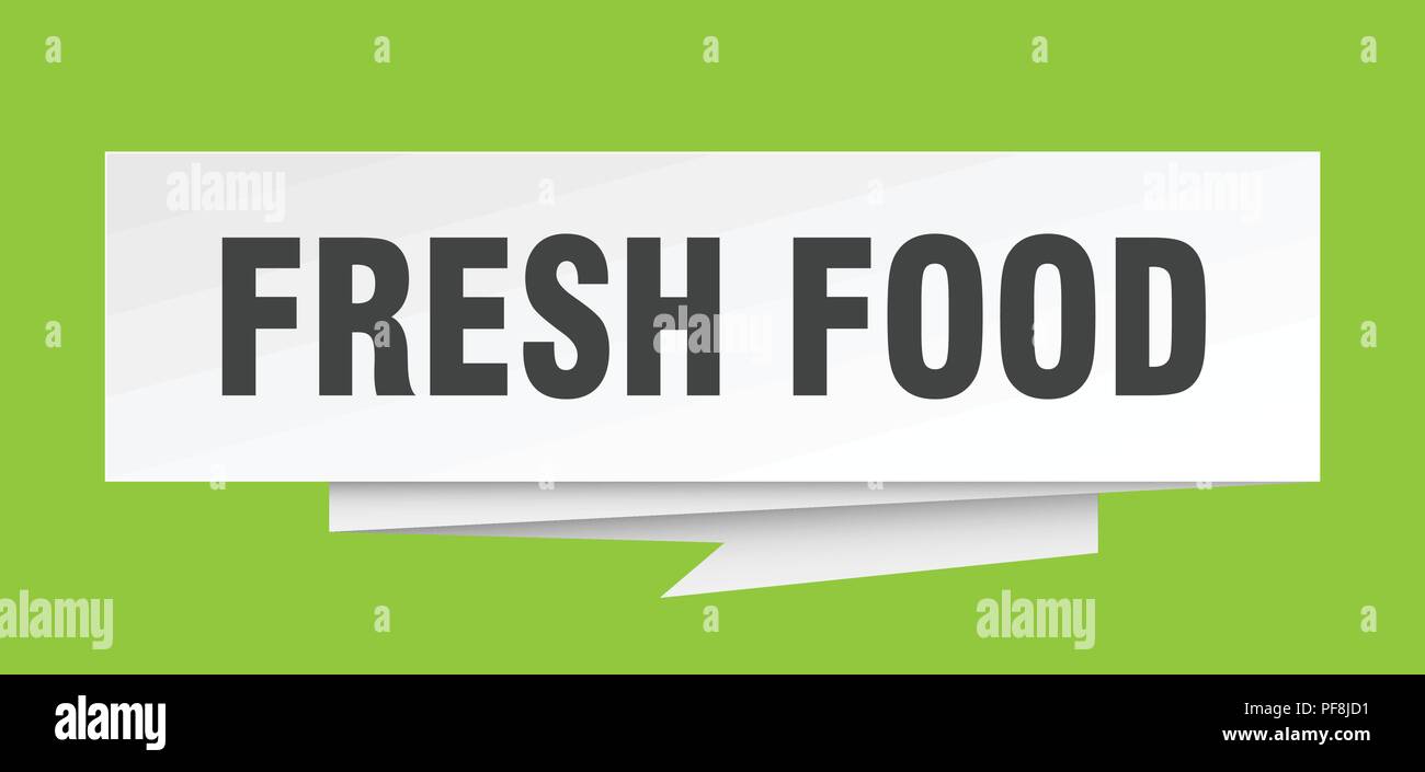 fresh food sign. fresh food paper origami speech bubble. fresh food tag ...