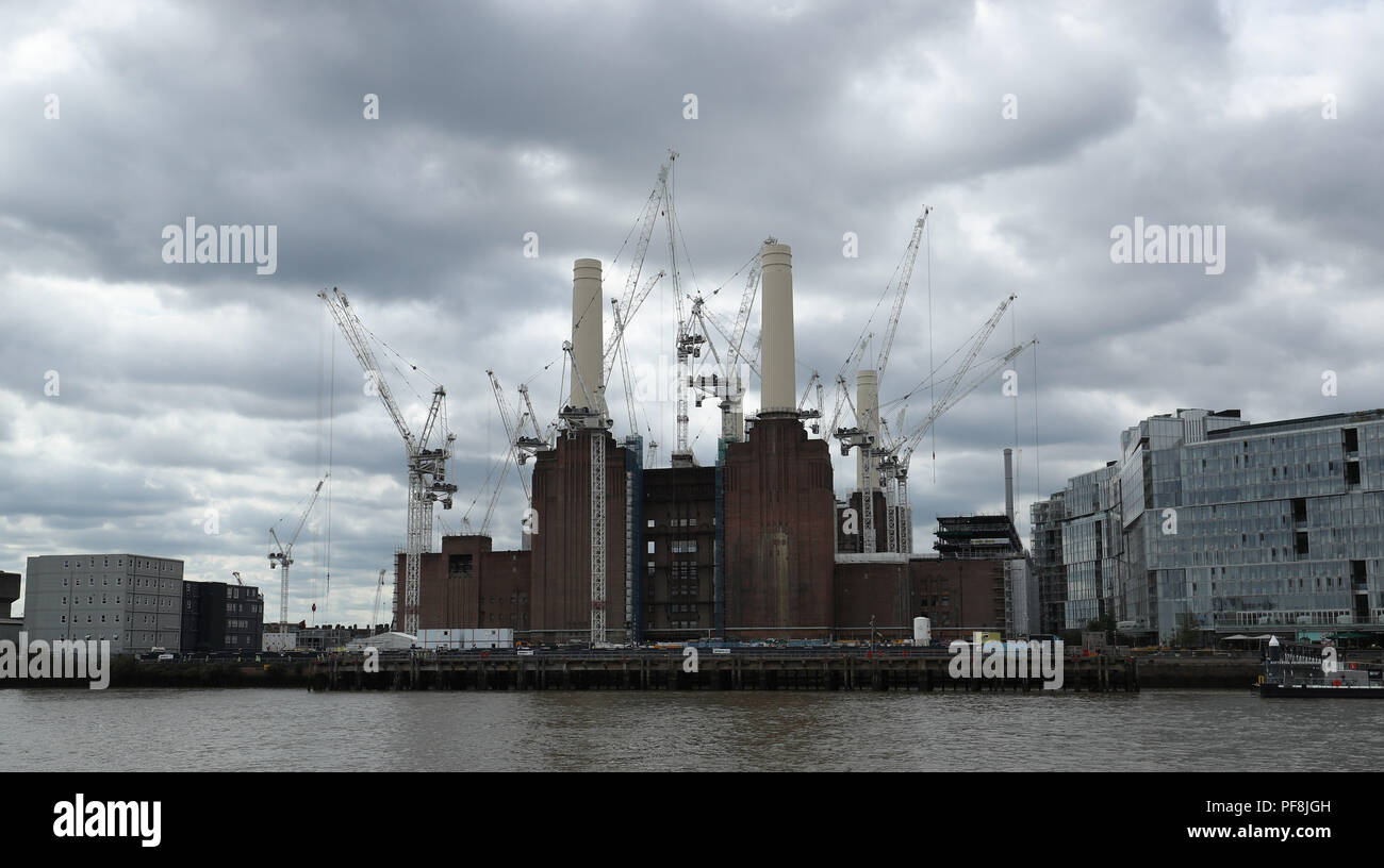 Redevelopment work continues at Battersea Power Station as seen from ...