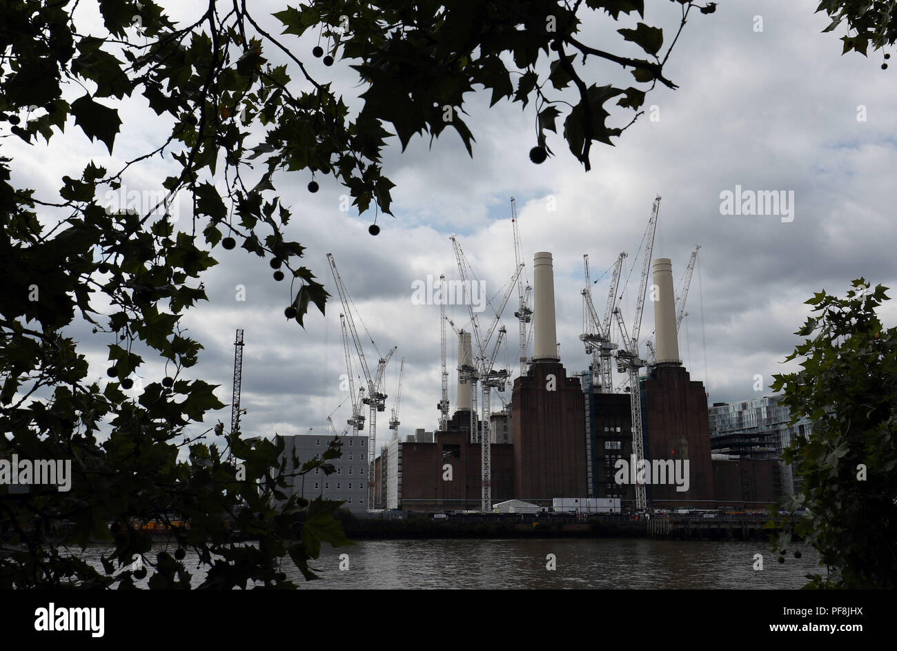 Redevelopment work continues at Battersea Power Station as seen from ...