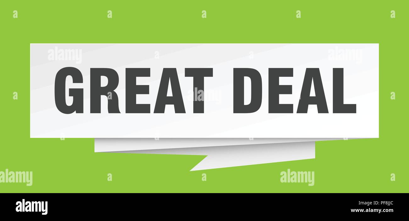 great deal sign. great deal paper origami speech bubble. great deal tag ...
